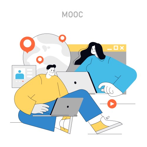 Continuous learning mooc concept Royalty Free Vector Image