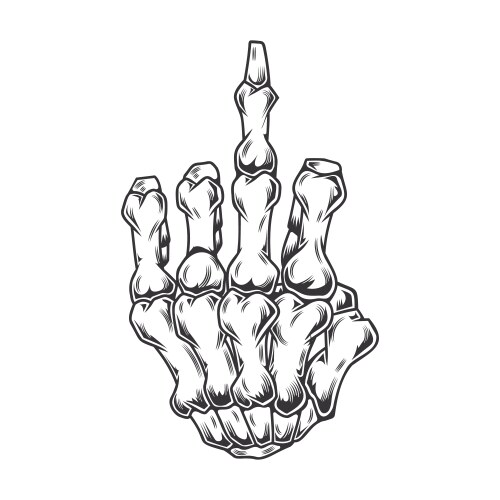 Skeleton Middle Finger Gesture Royalty Free Vector Image