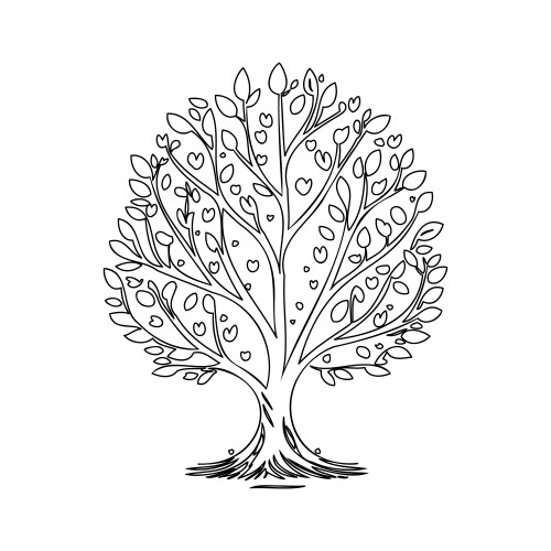Tree love outline sketch Royalty Free Vector Image