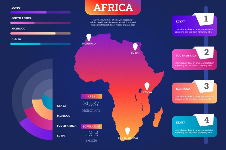 Gradient africa map infographic Royalty Free Vector Image