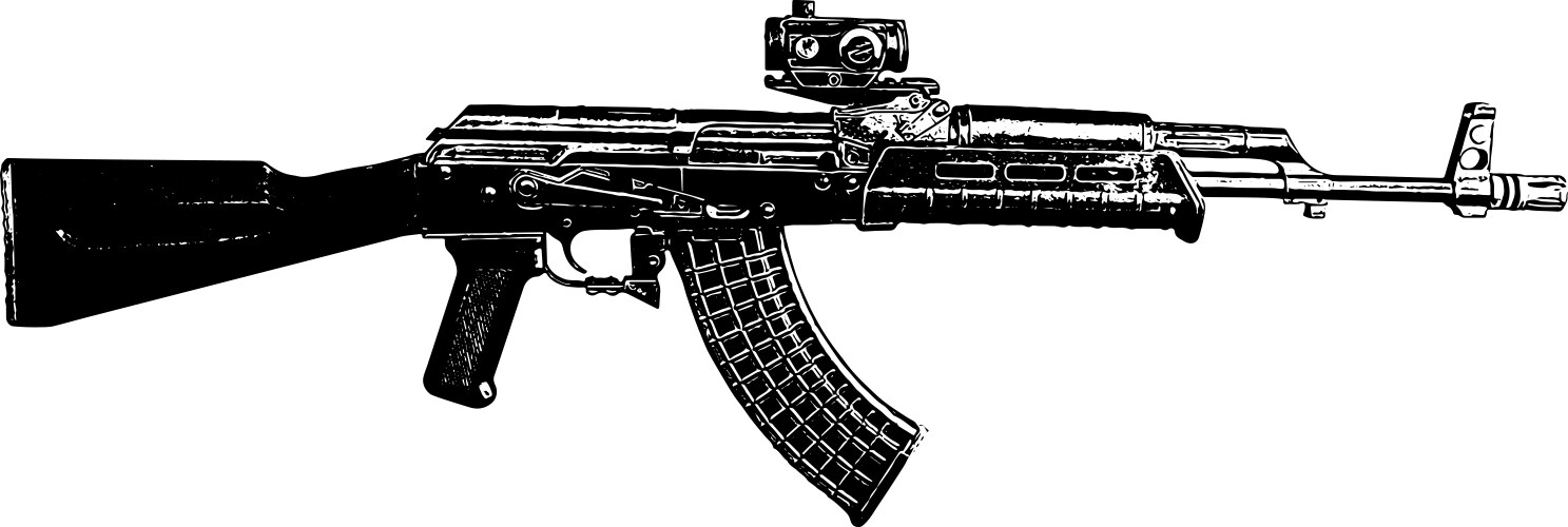 Vintage modern automatic assault rifle template Vector Image