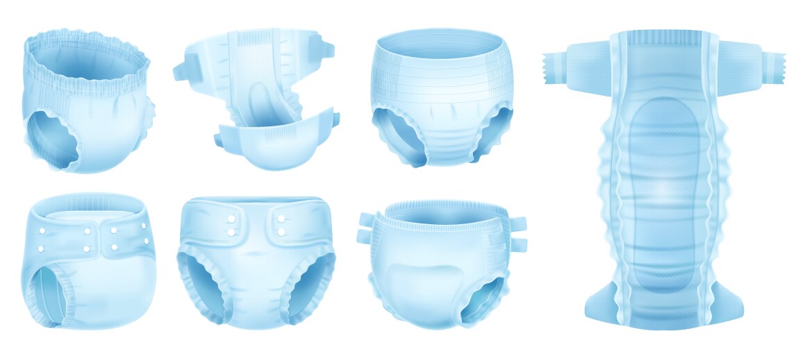 Baby diapers design realistic cotton absorbent Vector Image