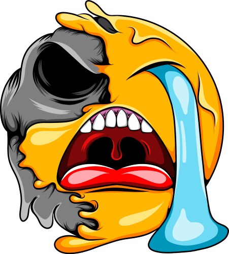 Crying face on green Royalty Free Vector Image
