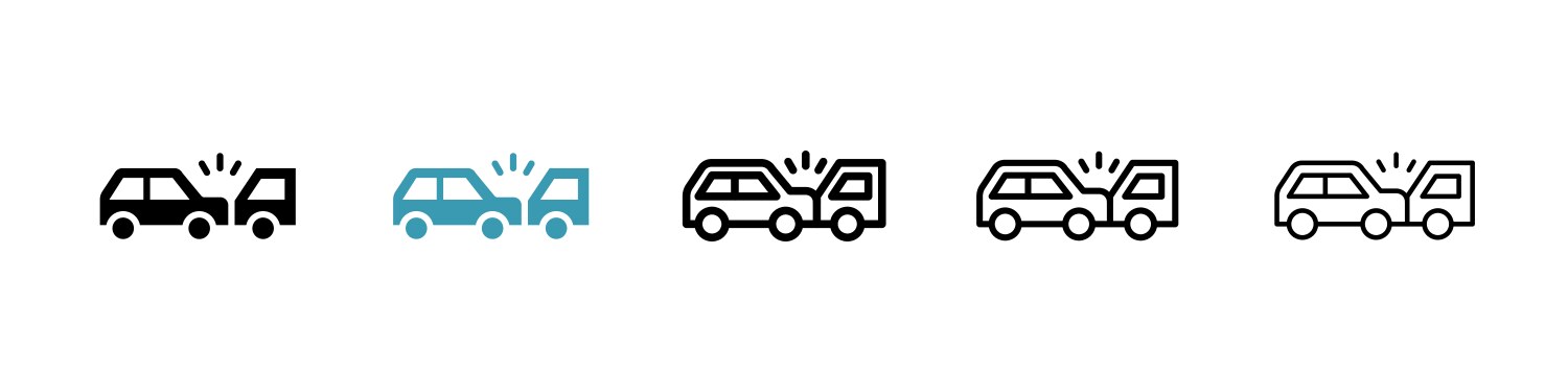 Rear end collision icon set on white background Vector Image