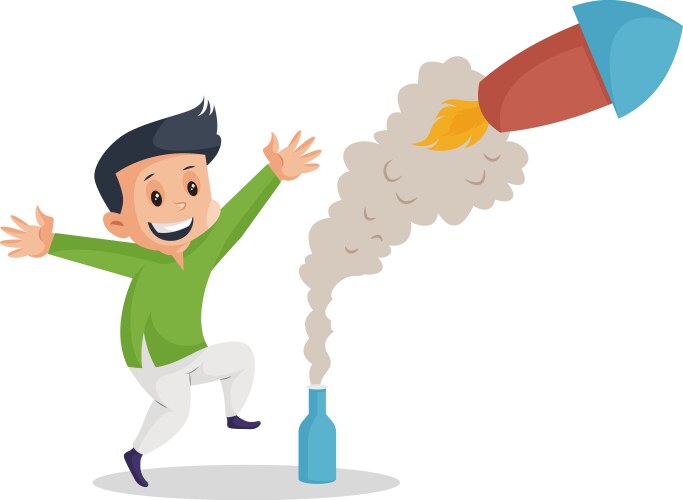 Fire breather boy cartoon Royalty Free Vector Image