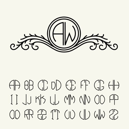 Template letters to create monograms Royalty Free Vector