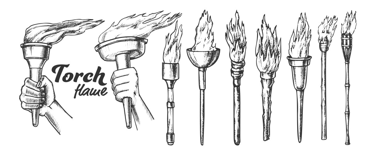 Ink sketch burning candles Royalty Free Vector Image