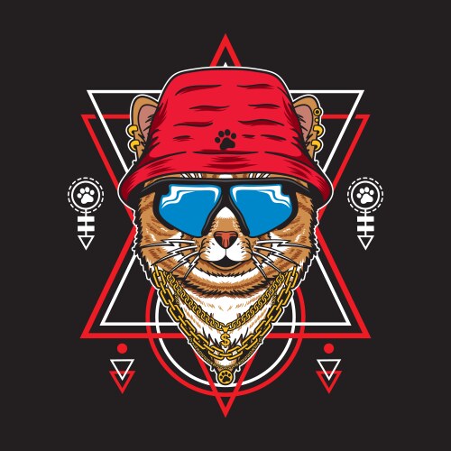 Portrait of a leopard with hip pop hat on black Vector Image