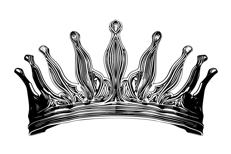 Vintage crown hand drawn ink sketch engraved Vector Image