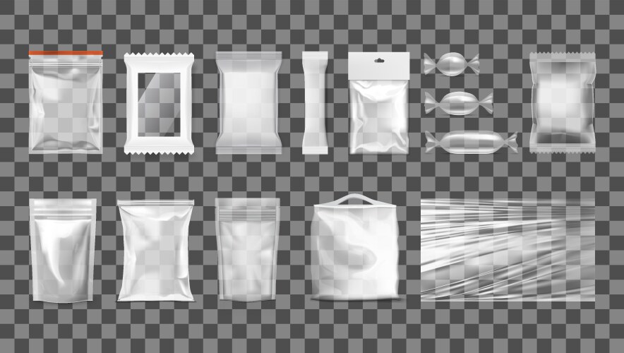 Transparent packaging set realistic Royalty Free Vector