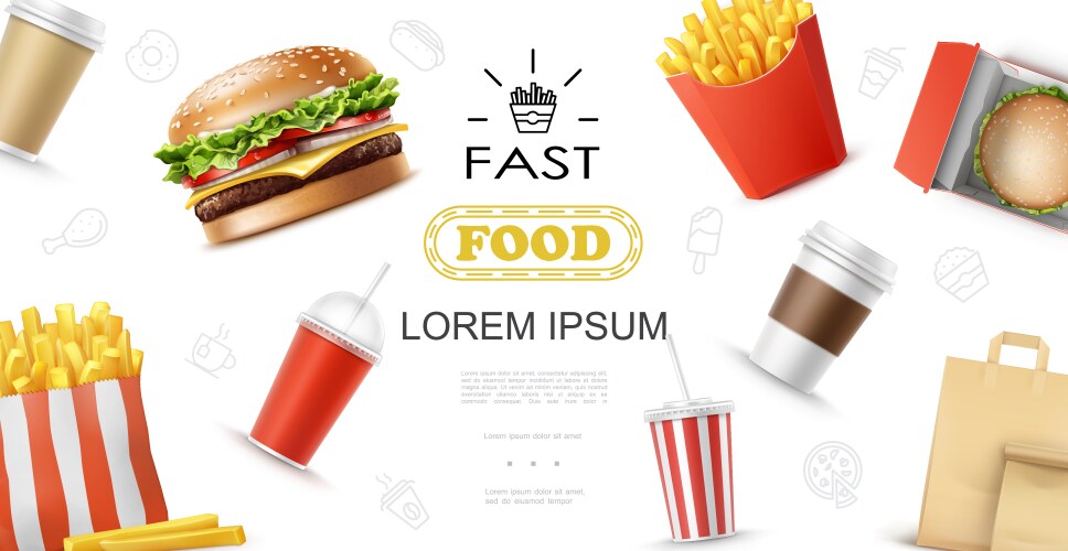 Realistic fast food template Royalty Free Vector Image