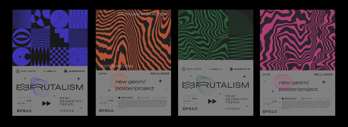 Set of cool optical pattern posters collection Vector Image