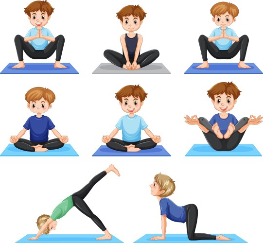Cartoon Isolated Fruits On Yoga Pilates Fitness Vector Image