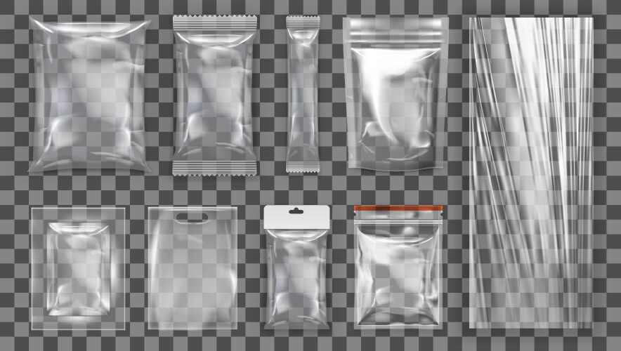 Big set of transparent empty plastic packaging Vector Image