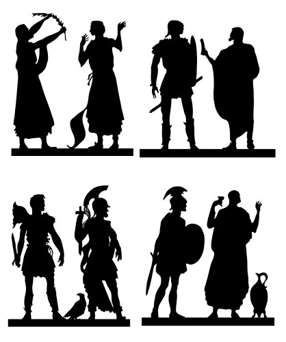 Greek gods silhouette set Royalty Free Vector Image