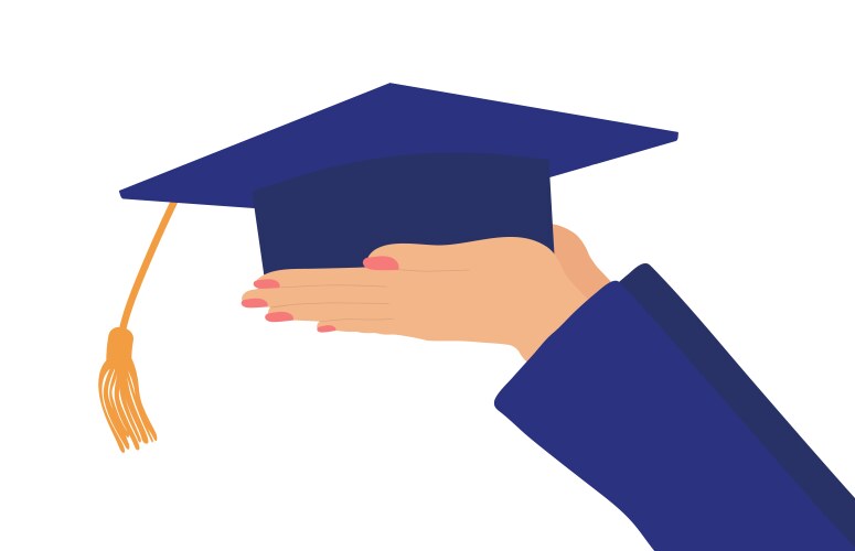 Human hand throwing graduation cap Royalty Free Vector Image