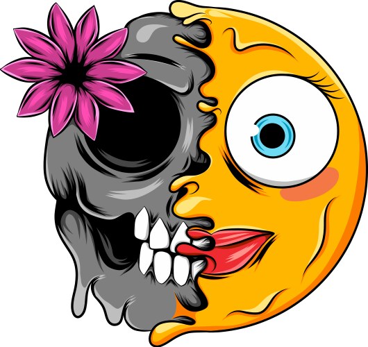 An expression with die face changes to death Vector Image
