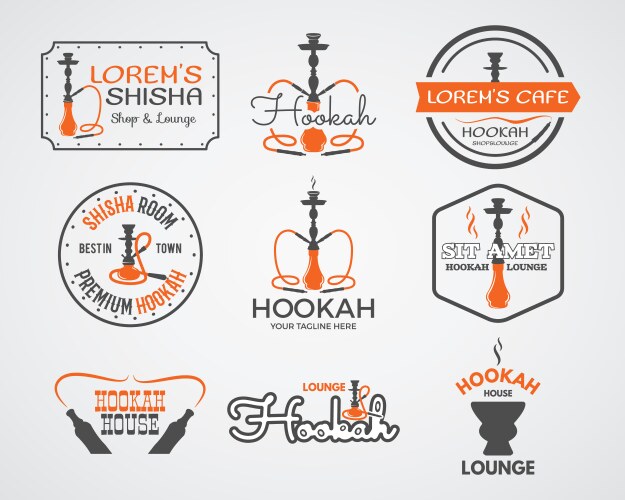 Set of hookah labels badges and design elements Vector Image