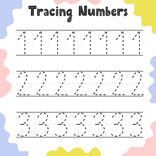 Tracing numbers activity page for kids preschool Vector Image