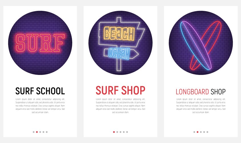 Surf neon icons Royalty Free Vector Image - VectorStock