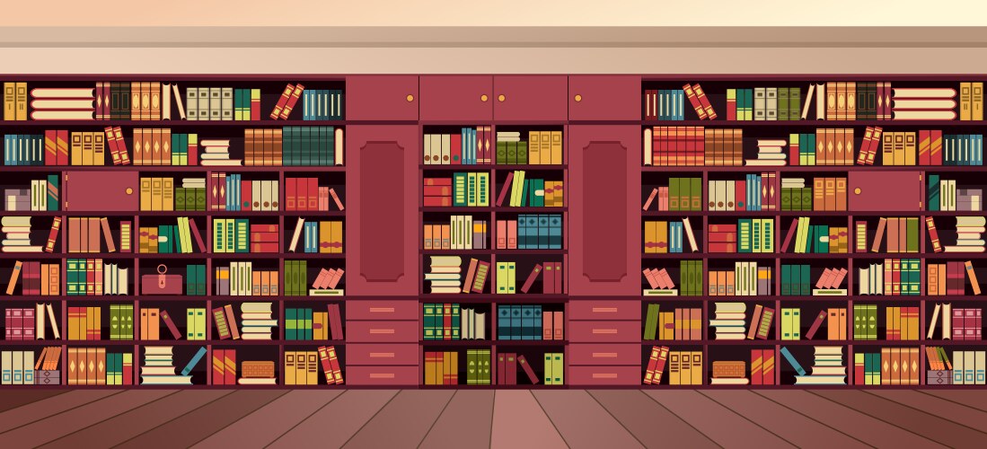 Cartoon library bookshelf Royalty Free Vector Image