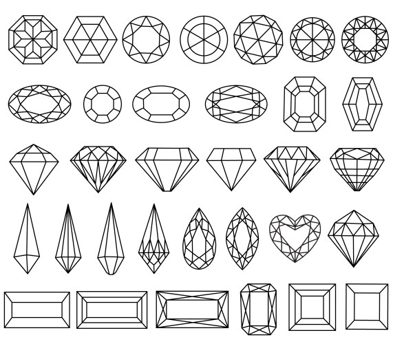 Cut precious gem stones set Royalty Free Vector Image