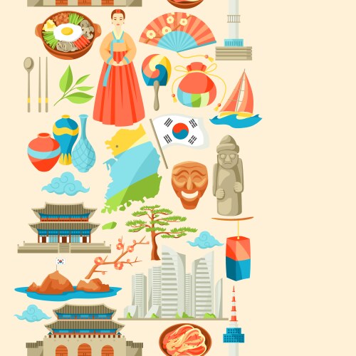 South korea icons set korean traditional symbols Vector Image