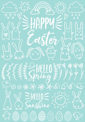 Happy easter set of doodles Royalty Free Vector Image
