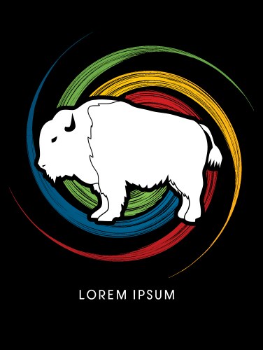 Group of buffalo running graphic Royalty Free Vector Image