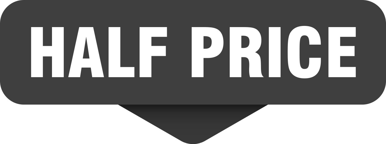 Half price sticker sign on transparent Royalty Free Vector