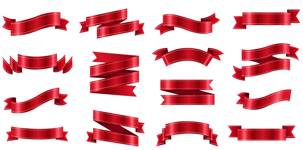 Red silk ribbons white background Royalty Free Vector Image