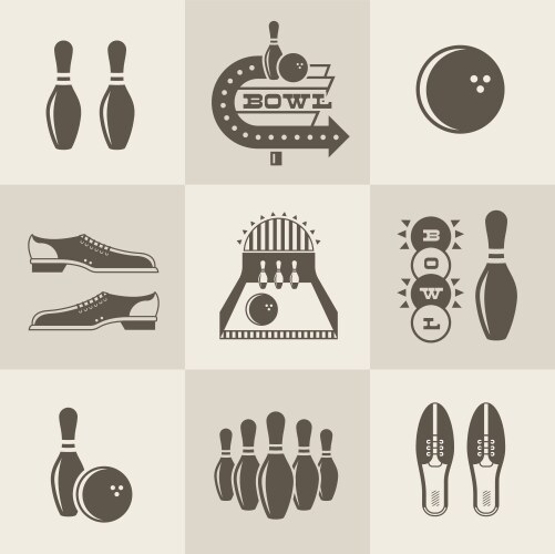 Bowling icon set Royalty Free Vector Image - VectorStock