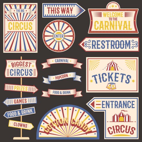 Circus labels carnival show banner vintage label Vector Image