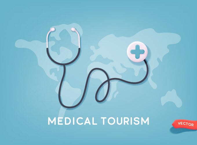 Medical tourism concept banner card with realistic