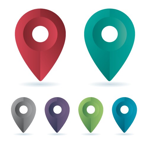 Set color maping pin location 3d icons Royalty Free Vector