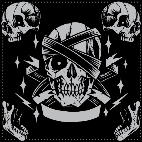 Skull drawing line work Royalty Free Vector Image