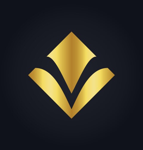 Letter v abstract gold logo Royalty Free Vector Image