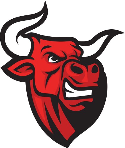 Angry red bull head roaring mascot Royalty Free Vector Image