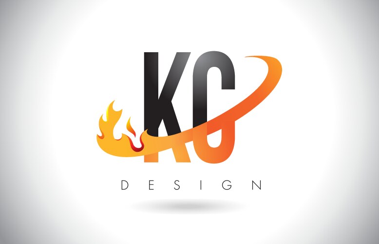 Kc k c letter modern logo design with yellow Vector Image