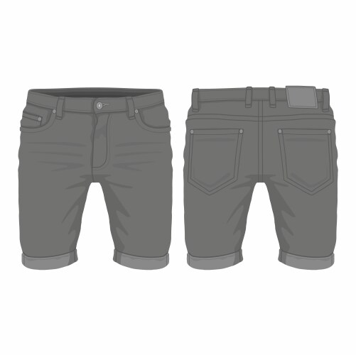 Mens black denim shorts Royalty Free Vector Image