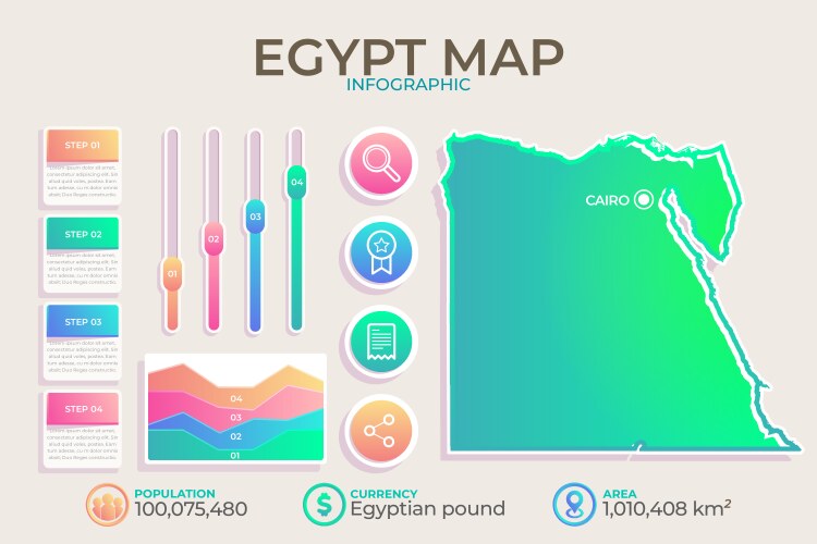 Gradient egypt map infographic Royalty Free Vector Image