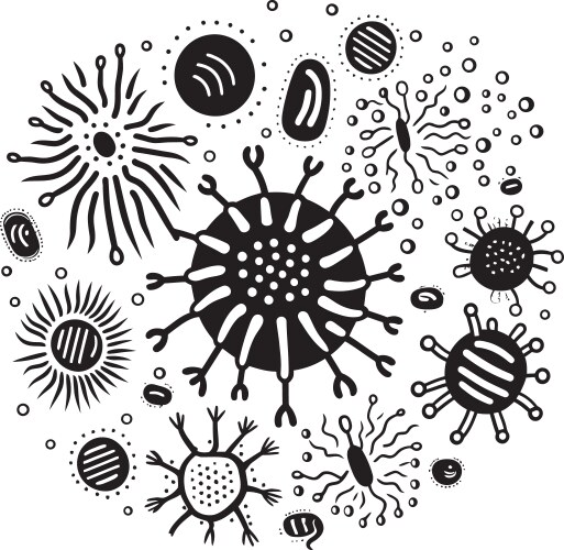 Infectious innovations bacteria and virus iconic Vector Image