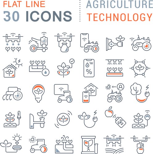 Big agriculture icons set Royalty Free Vector Image