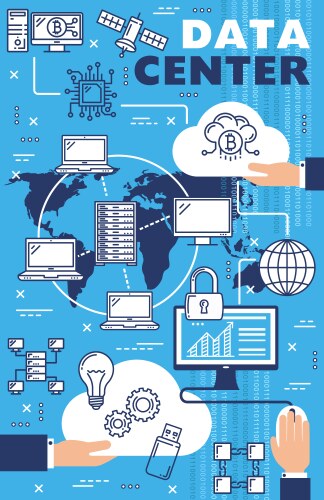 Server data analysis center hosting infographics Vector Image