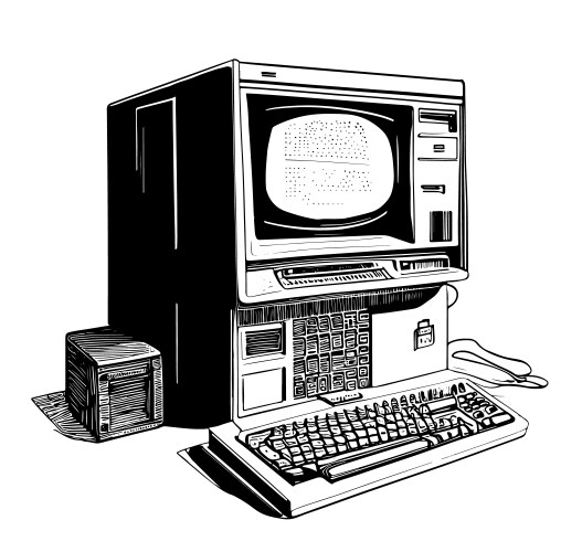 Classic computer from 1998 Royalty Free Vector Image