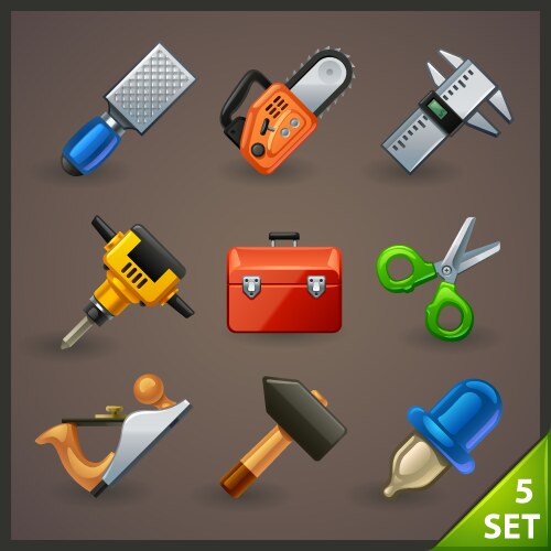 Different tool box on white background Royalty Free Vector