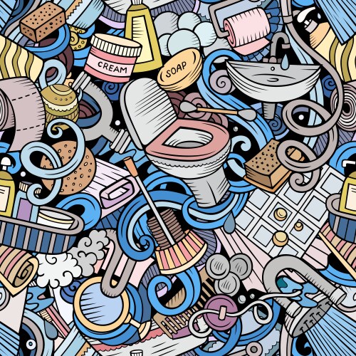 Cartoon set of bathroom objects and symbols Vector Image