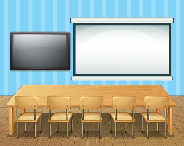 Empty classroom interior with chalkboard Vector Image