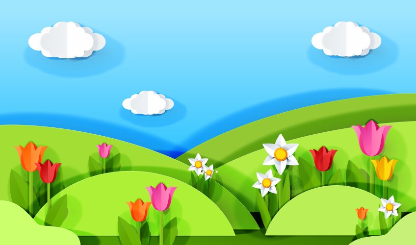 Flowers on a hill Royalty Free Vector Image - VectorStock