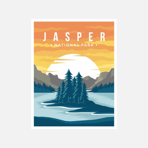 Jasper national park poster Royalty Free Vector Image